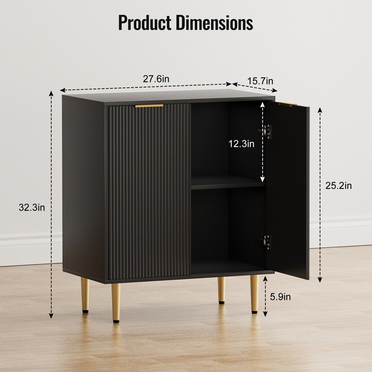 Ebern Designs Fluted Buffet Cabinet With Storage, Modern Sideboard Cabinet With Adjustable ...